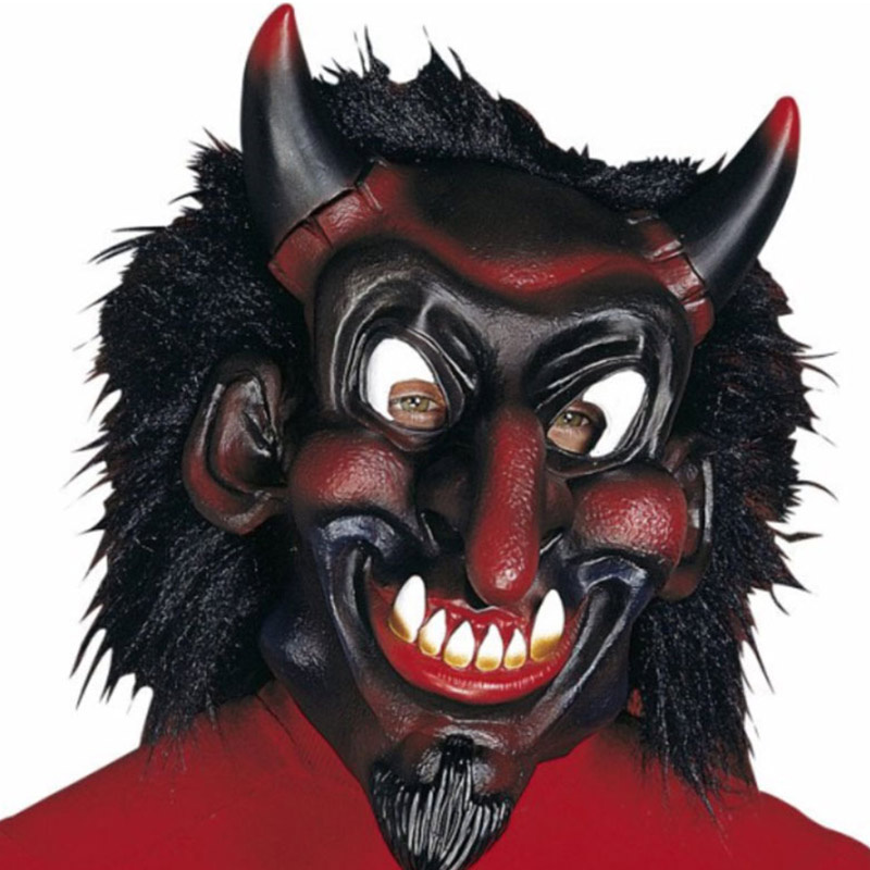Latexová maska čerta - černé vlasy