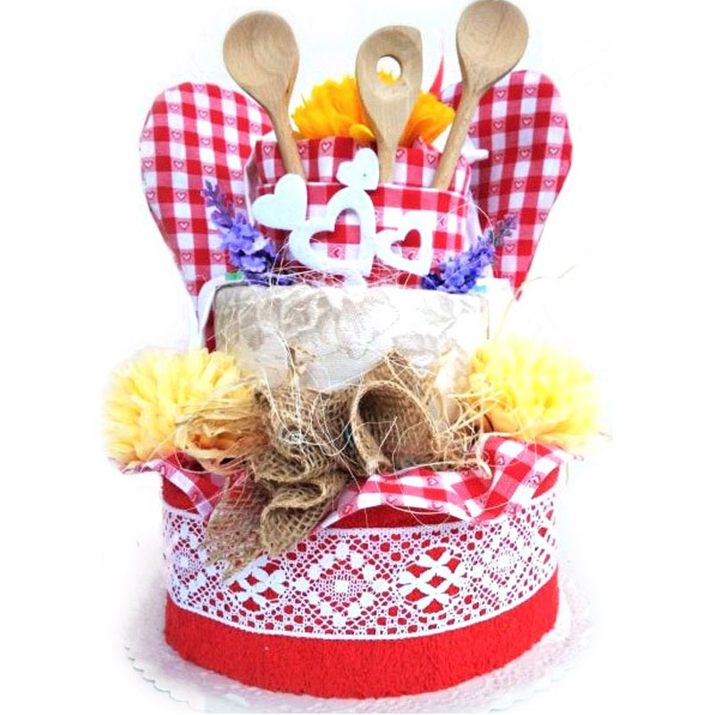 Dvoupatrový textilní kuchyňský dort