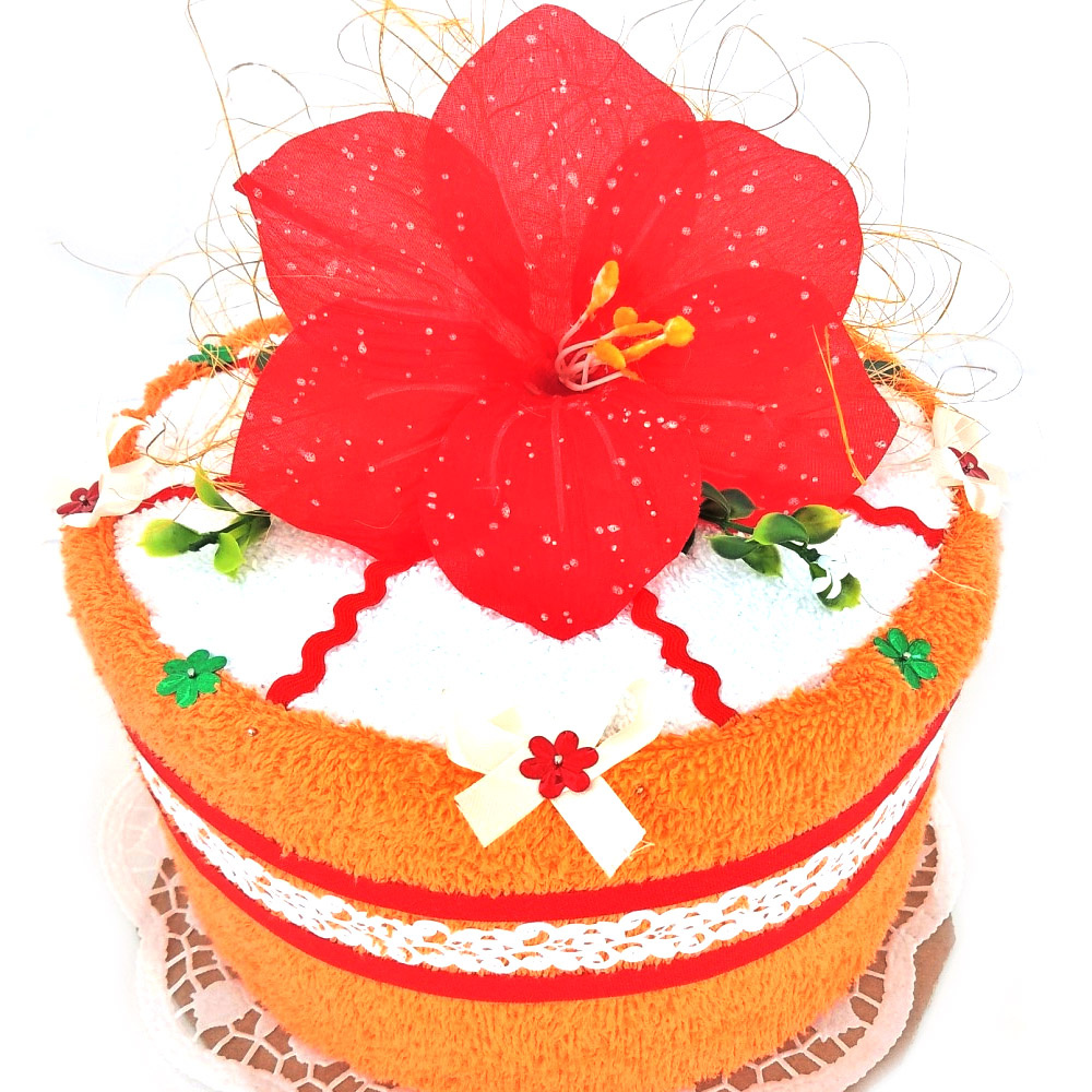 Jednopatrový textilní dort - Oranžová lilie